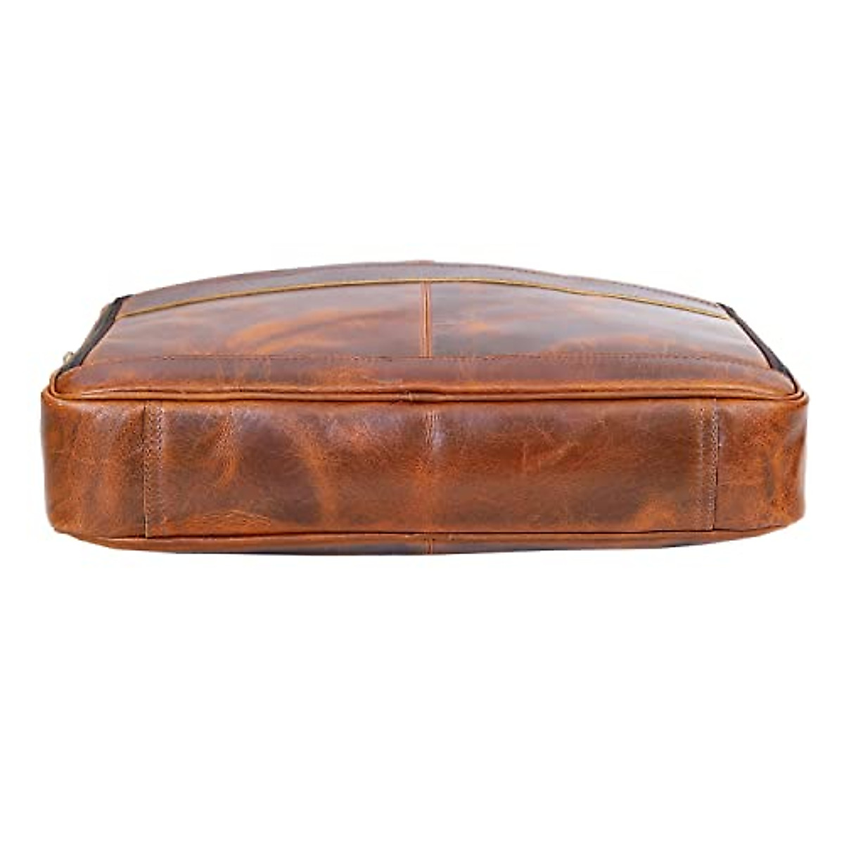 17 Inch Vintage Handmade Leather Travel Messenger Office Crossbody Bag Laptop Briefcase Computer College Satchel Bag (Tan Brown)