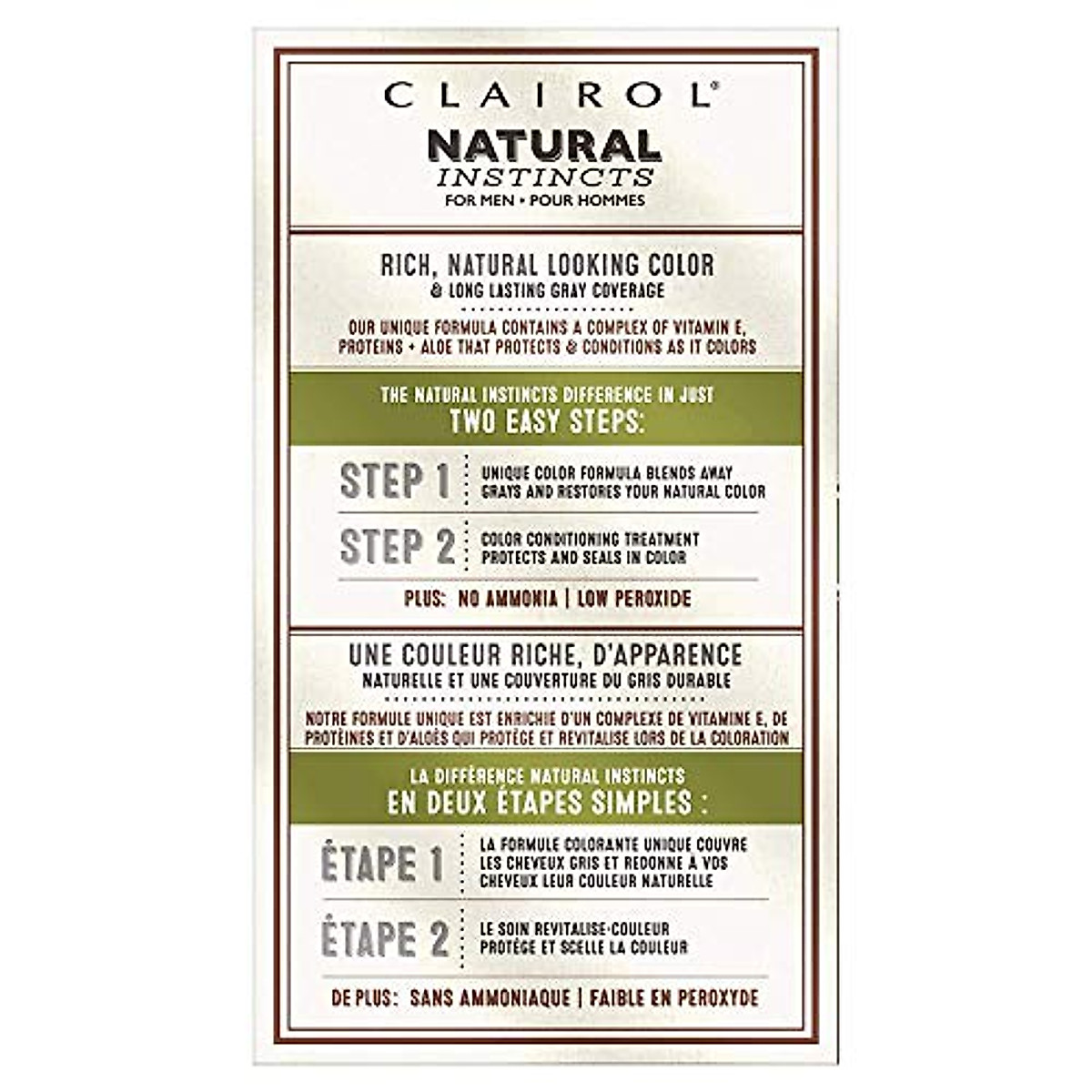 Clairol Natural Instincts Semi-Permanent Hair Dye for Men, M17 Brown Black Hair Color, Pack of 3