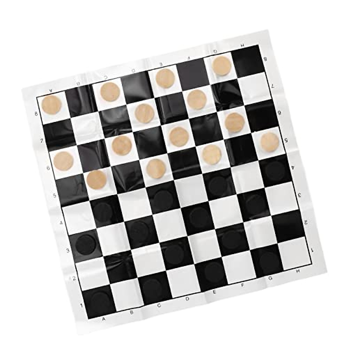 Yuecoom Plastic Travel Chess Set, Folding Roll up Chess Game Checkers Pieces Film Chessboard Transparent Plastic Box Set