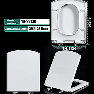 XQHDWEC Toilet Seats Soft Close White, Loo Lid Quick Release Heavy Duty Easy to Clean Bathroom Lid,Square