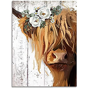 Paint by Numbers for Adults, Paint by Numbers for Kids Beginner Paint Canvas Oil Painting for Highland Cow Wall Art (Without Frame 15.7x19.7inch)