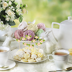 Minisland Pink Rose Flower Fancy Toothpicks for Appetizers 4.7 Inch Long Bamboo Cocktail Picks Bridal Shower Wedding Valentines Party Food Fruit Drinks Decorative Skewer Sticks 100 Counts –MSL222