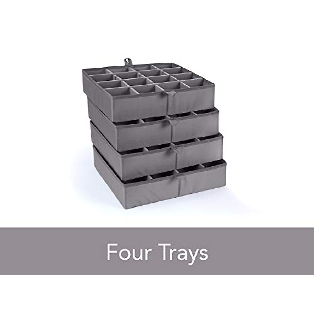 Kitchen Cube Glassware Storage Bin - Durable Polyester, Adjustable Compartments, Sturdy Interior Walls, ID Window, Kitchen Storage-Graphite