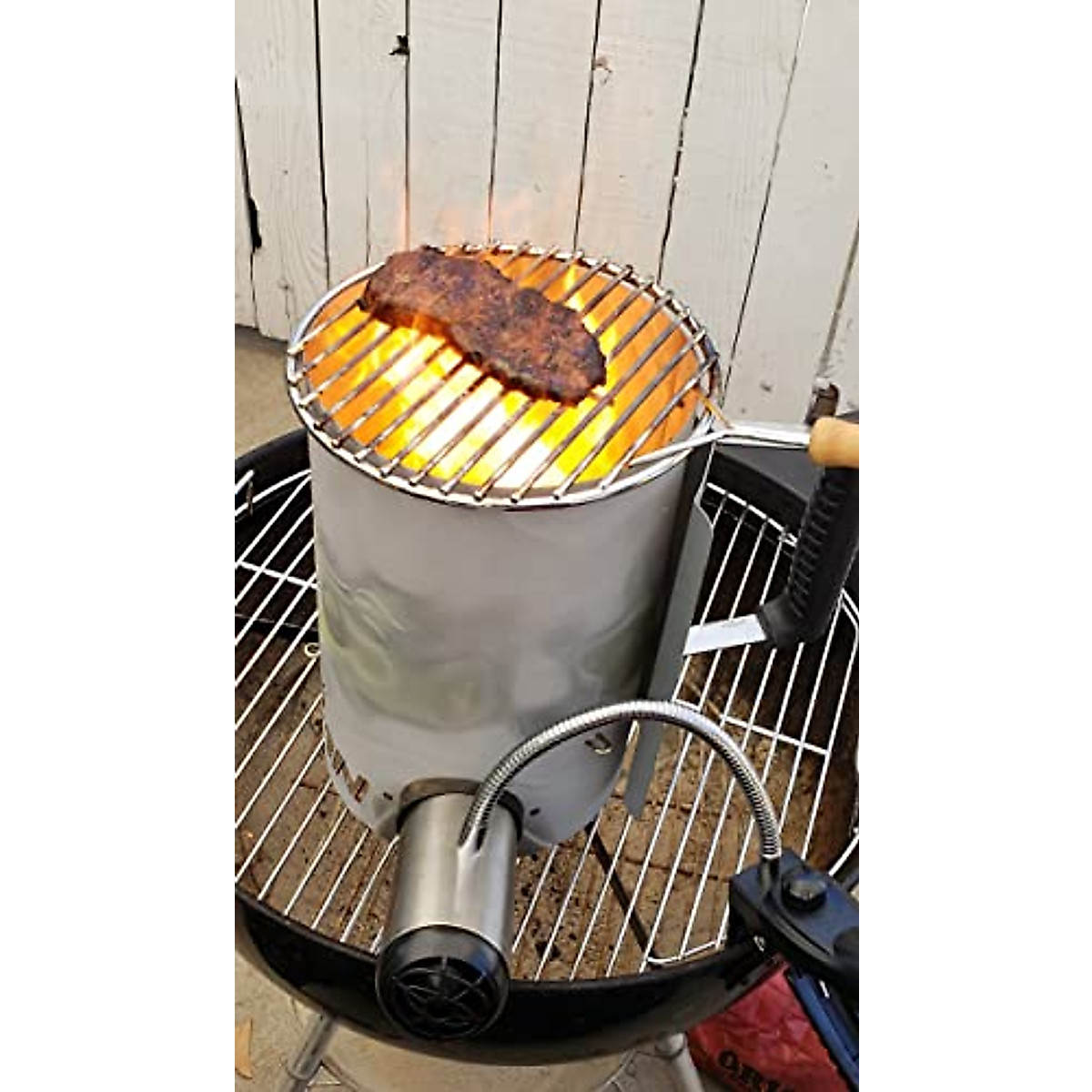 BBQ Dragon Round Grill Grate for Charcoal Chimneys - 9" Cooking Grate with Wood Handle - Stainless Steel Grill Rack, Fire Pit Grill Grate - BBQ Grate, Suited with Weber Charcoal Chimney