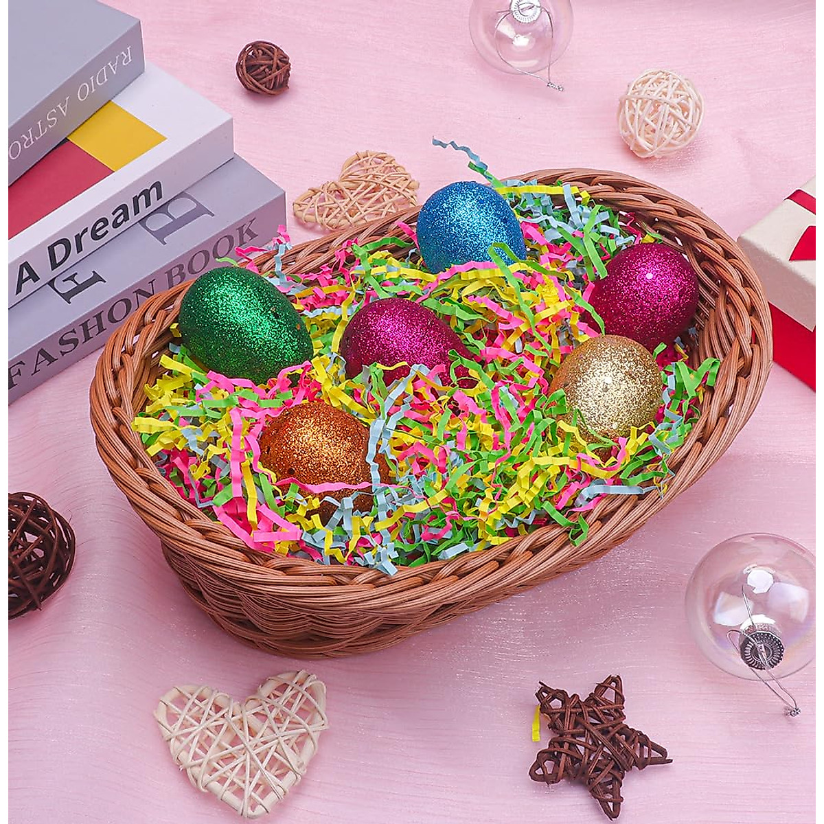 Zwish 150Grams/5.3Oz Colored Crinkle Cut Paper Shred Filler Gift Box Filler Paper for Easter Days, Valentine's Day Christmas Gift Box Filling