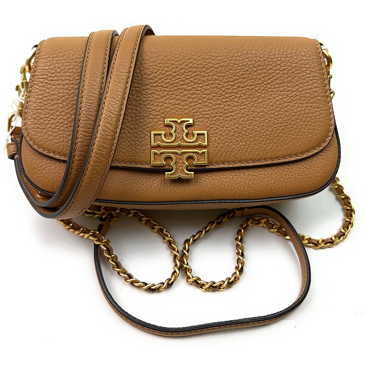 Tory Burch Britten Convertible Crossbody Bag With Gold Hardware (Tiramisu)