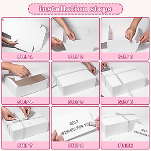 YOXIFUFA 12 pcs Large White Gift Box with Lid,12x9x4 Inch Collapsible Gift Wrap Box with Ribbon, Party Favor Boxes for Presents, Valentine's Day,Wedding, Party Favor,Birthday, Bridesmaids Gifts