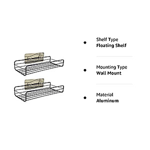 Floating Shelves for Wall Set of 2, Wall Mounted Storage Shelves with Black Metal Frame for Bathroom, Bedroom, Living Room, Kitchen, Office (Black)