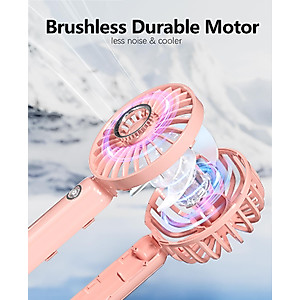 RNKRUN Portable Mini Fan, HandHeld Small Personal Battery Operated Fan Quiet usb Rechargeable 3 Speed makeup Lash Fan for Outside Travel Patios Indoor Shop Women Men Kids Girl Eyelash, pink