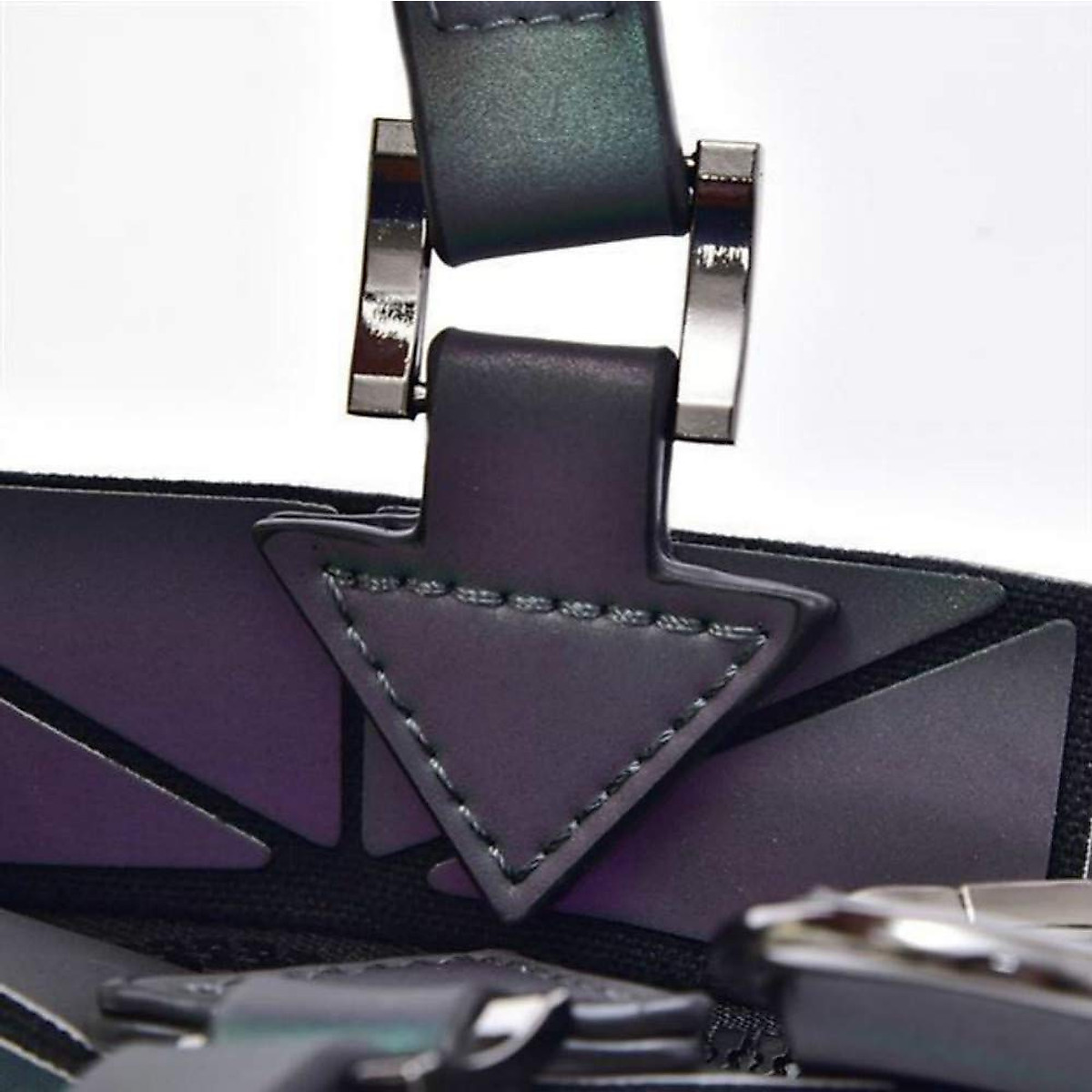 Kbinter Geometric Luminous Purses and Handbags Shard Lattice Eco-Friendly Artificial Leather Rainbow Holographic Purse (Gray)