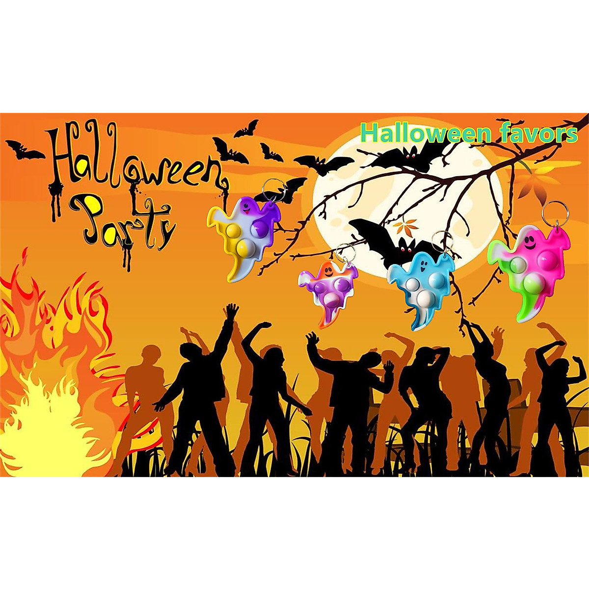 Roaqua Bulk 30 Packs Ghost Push Fidget Bubble Mini Pop Fidget for Teens and Kids,Small Birthday Halloween Party Favors Supplies and Classroom Student Prizes Gifts