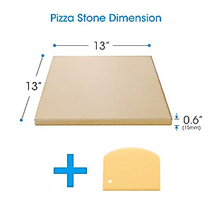 Unicook Pizza Stone 13 Inch, Square Baking Stone for Bread, Heavy Duty Ceramic Bread Stone, Thermal Shock Resistant Pizza Grilling Stone for Oven and Grill, Making Crispy Pizza, Bread, Cookie and More