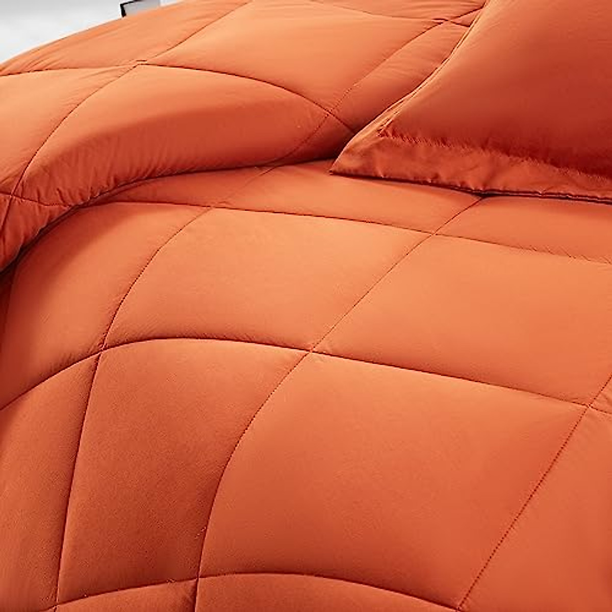 Gotroolhome Twin Size Comforter Sets, 5 Pieces Cozy Bed in a Bag Twin, Burnt Orange Bed Set with Comforter, Pillow Sham, Pillowcase, Flat Sheet, Fitted Sheet