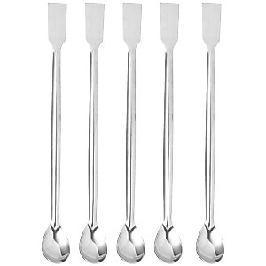 5pcs Lab Spoons Lab Spatula, Stainless Steel Lab Spatula Sampling Spoons Laboratory Scoops Lab Mixing Spatulas, Length 20CM