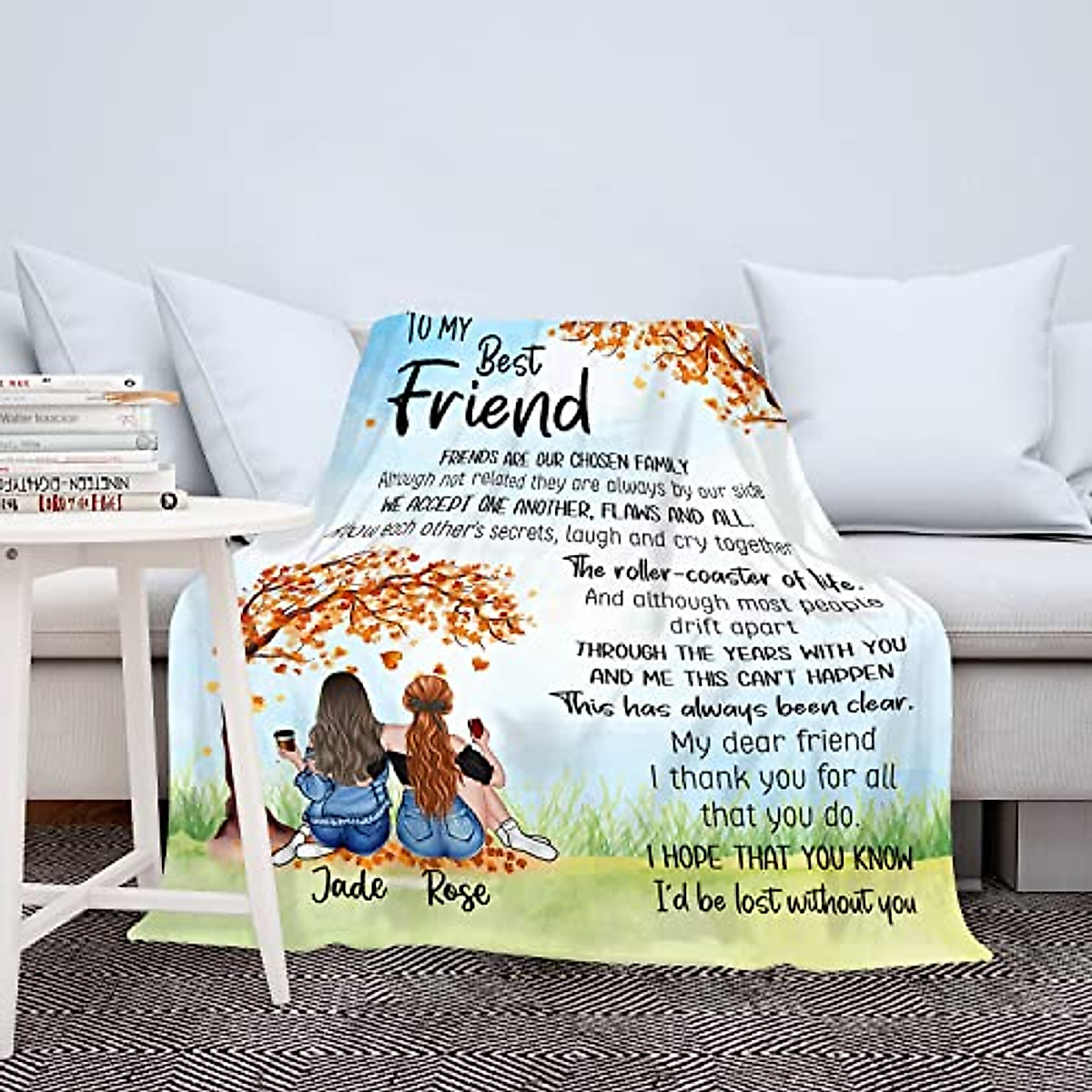 Custom Best Friend Blanket for Friends, to My Best Friends Blanket, Friendship Blanket for Women, Personalized Blanket Gifts for Women, Personalized Blanket to My Bestie Throw Blanket for BFF