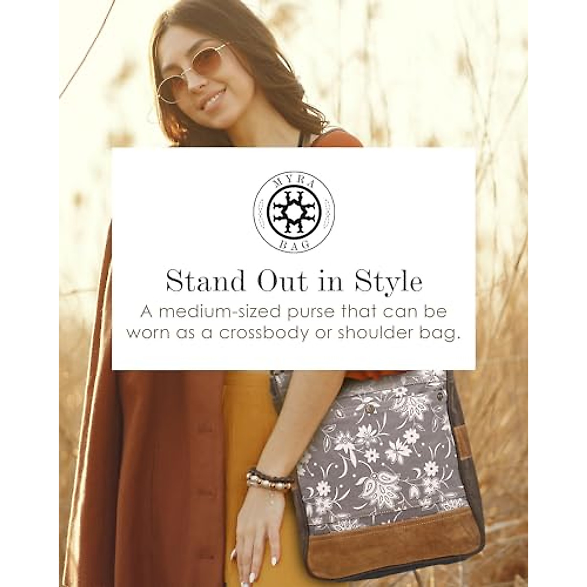 Myra Bag Blossom Print Upcycled Canvas & Leather Shoulder Bag S-1427