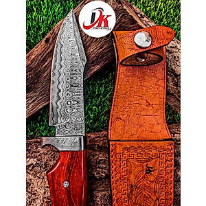 Custom hand made Damascus steel hunting knife,11" inches Skinner,out door survival camping,fix blade, classic, Christmas gift, nice grip handle,sharp, slicer, Leather sheath HUNT-04