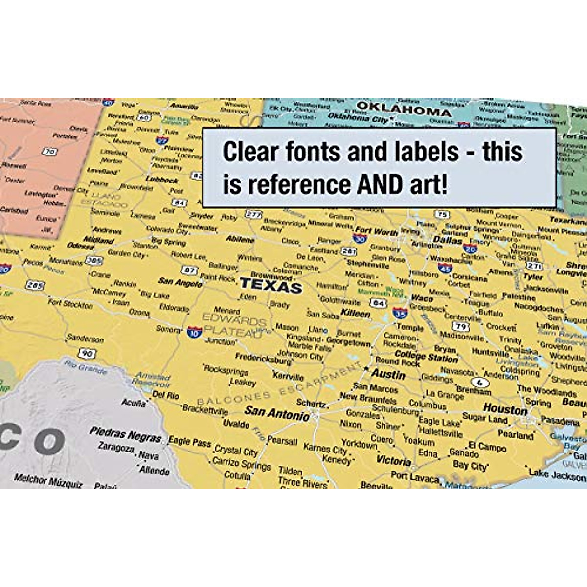Laminated United States Voyager Map Poster | Bright Style Map | Includes The Most Legible Location Labels | 36” x 24” | Shipped Rolled in a Tube, Not Folded | Great for The Home or Classroom