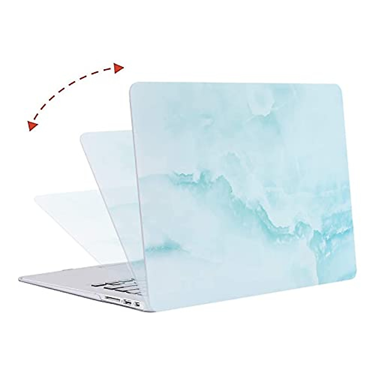 MOSISO Compatible with MacBook Air 13 inch Case (Models: A1369 & A1466, Older Version 2010-2017 Release), Plastic Cloud Marble Hard Shell Case & Keyboard Cover & Screen Protector, Hot Blue