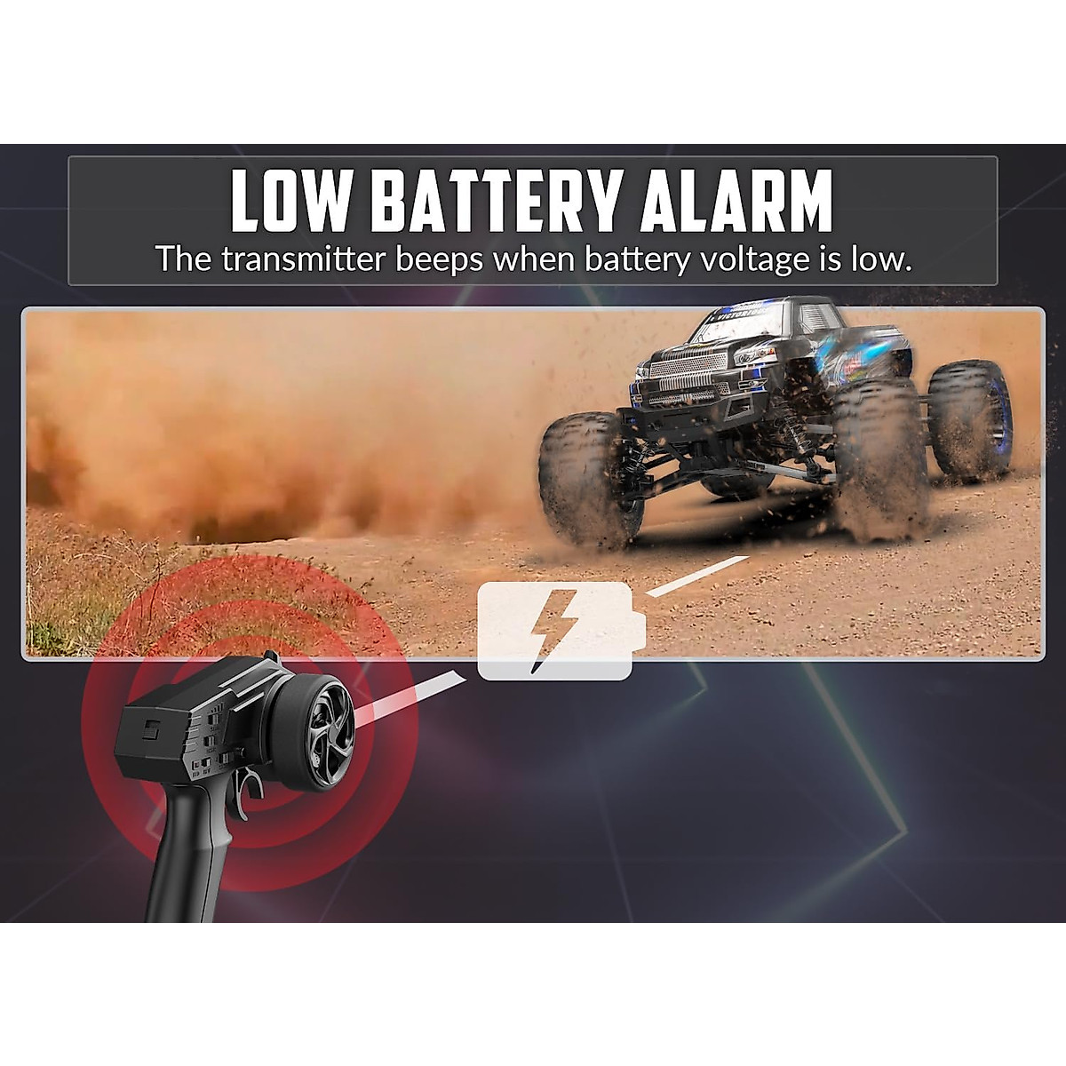 RACENT RC Car, 1:16 Scale All Terrain Monster Truck, 30MPH 4WD Off Road Fast Remote Control Toy 2.4Ghz High Speed Electric Vehicle with 2 Rechargeable Batteries, 40+ Min Play, Gift for Boys Adults