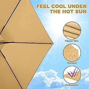 9ft Round Patio Umbrella Surface Sun Umbrella for Garden Yard Picnic Outdoor Replaceable Umbrella Surface