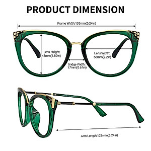 Zeelool Retro Oversized Blue Light Blocking Cat Eye Glasses for Women Dalton OP01934-02 Green