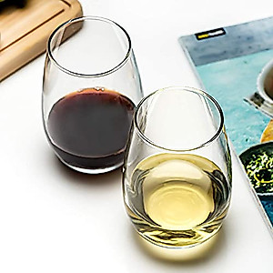 CZUMJJ Stemless Wine Glasses Set of 12 Clear Red White Wine Glass for Party, Wedding, Anniversary - 13 Oz