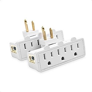 [UL Listed] Cable Matters 2-Pack 3 Outlet Grounded 180 Degree Swivel Wall Tap in White (Swivel Outlet, 3 Plug Outlet Adapter, Multi Plug Outlet, Outlet Extender)