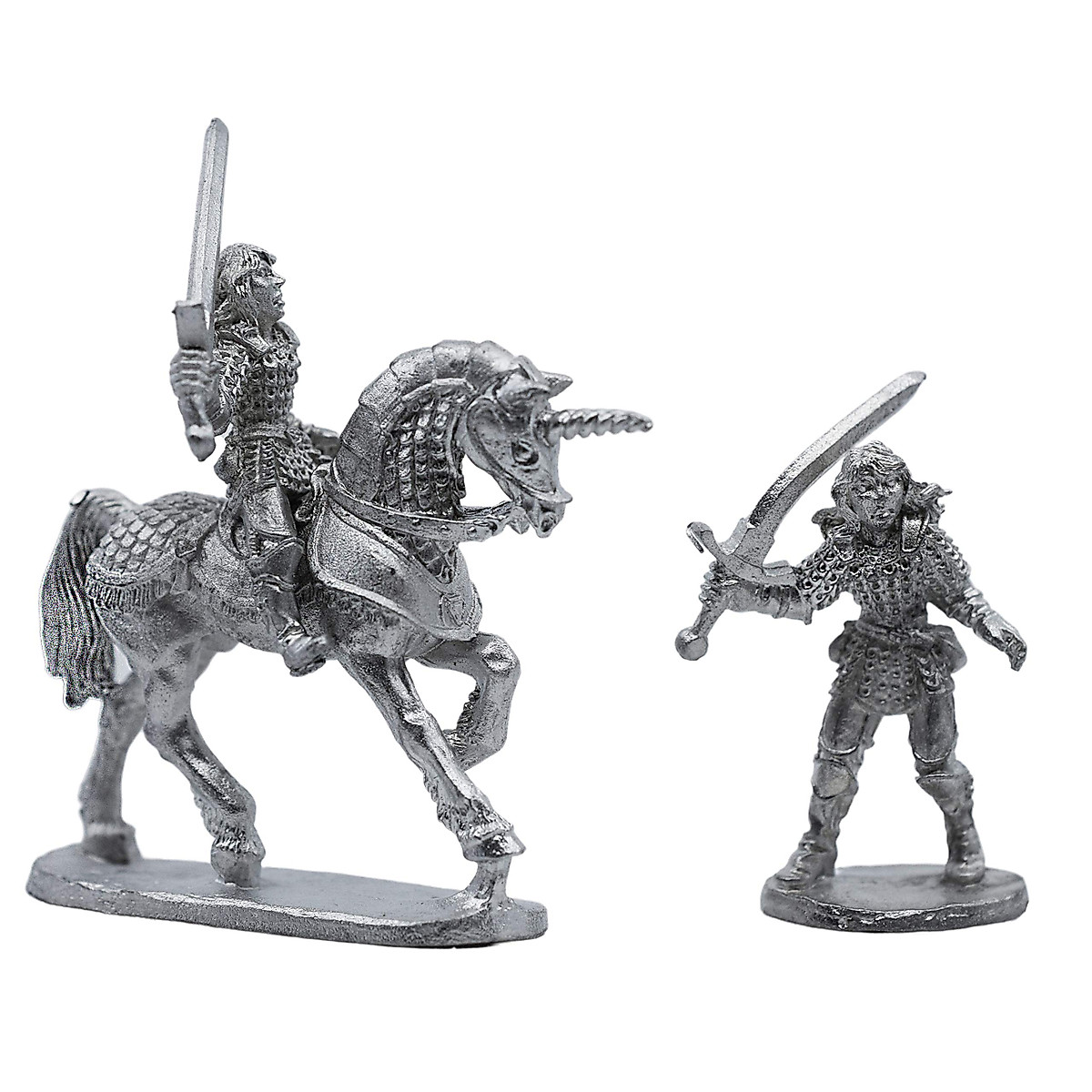 IRON WIND METALS 3 Piece Female Unicorn Knight Set - 100% Lead-Free Pewter - Classic Fantasy Miniatures for 28mm Table Top Games - Made in USA - RAL Partha Miniatures