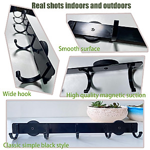 GYGhaoho Magnetic Utensil Holder Hooks, Wall Mount Utensil Hanging Storage, Magnetic Hook Rack for Refrigerator, Black Metal No Punching Hook, Kitchen Magnetic Rack Towel Bar Utensil Rack