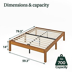 Zinus Ellie 14 Inch Bamboo Platform Bed Frame, Wood Slat Support, No Box Spring Needed, Easy Assembly, Queen