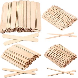 450PCS Wooden Wax Sticks, JANYUN Assorted Style Waxing Wooden Applicator Wax Spatulas Kit for Eyebrow Face for Hair Removal Body Legs Facial,Wood Craft Sticks Small Medium Large Size