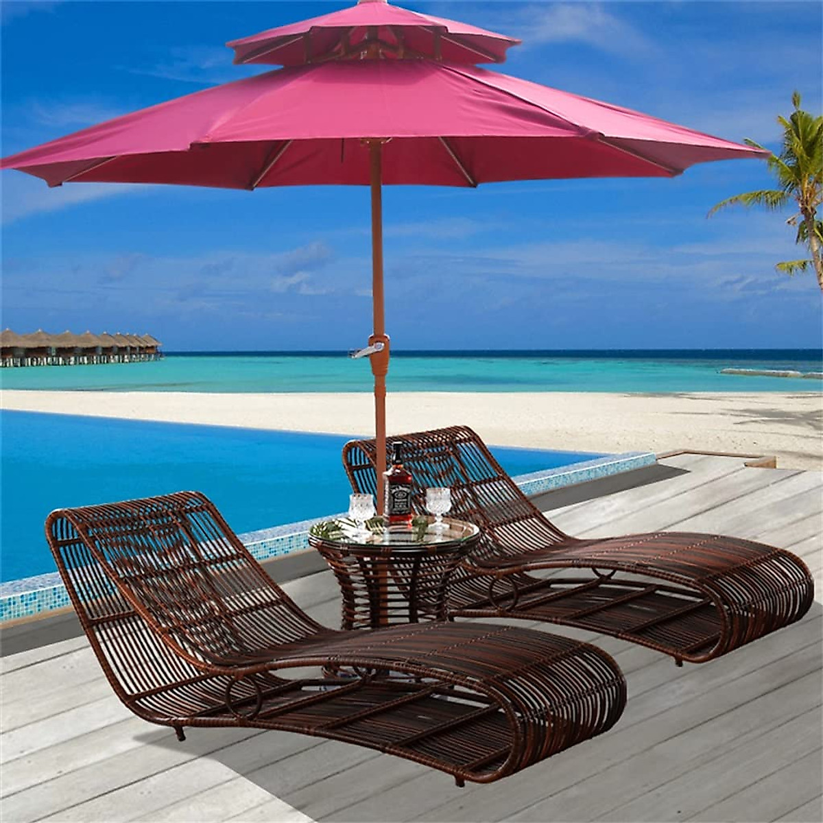 FANCUF Garden Patio Furniture 7-Piece PE Vine Cut Upholstered Sofa Set Outdoor Sofa Type Appearance