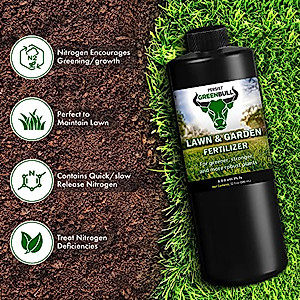 Persist Green Bull - 32oz Liquid Grass Fertilizer for Lawn and Garden Soil that Naturally Enhances Green and Creates Nitrogen Rich Plant Soil for Spring or All Year Lawn Care, Naturally Based Fertilizer for Greener Plants