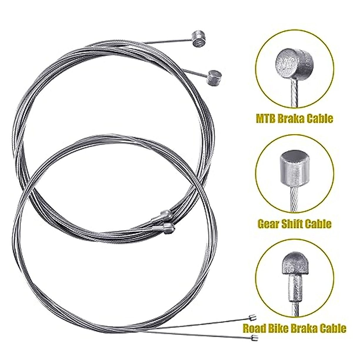 Universal Bicycle Transmission Line Bicycle Shift Derailleur Cable and Brake Cable Kit for Bicycle Mountain Road Bike Repair (Yellow)