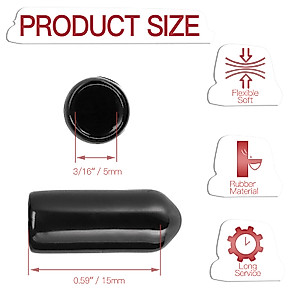 Jamiikury 60PCS Screw Thread Protectors 5mm ID Rubber End Caps Vinyl Flexible End Caps Round Tube Bolt Cap (Black, 60PCS)