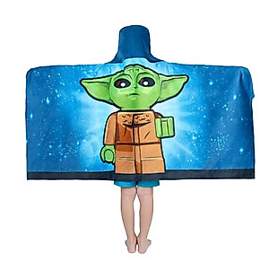 Franco Lego Star Wars The Child Mandalorian Kids Bath/Pool/Beach Soft Cotton Terry Hooded Towel Wrap, 24 in x 50 in (Official Lego Product)