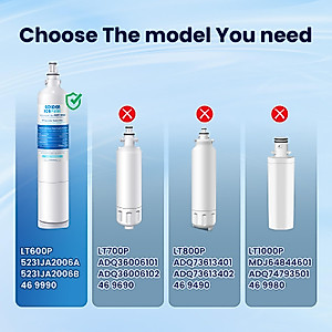 GOLDEN ICEPURE 5231JA2005A Replacement for LG LT600P, 3PACK, 469990, RFC1000A, WF300, FML-2 Refrigerator Water Filter 5231JA2006B, LFX25961SB, LSC27931ST, LFX25971ST, LRSC26925TT, LSC27990TT