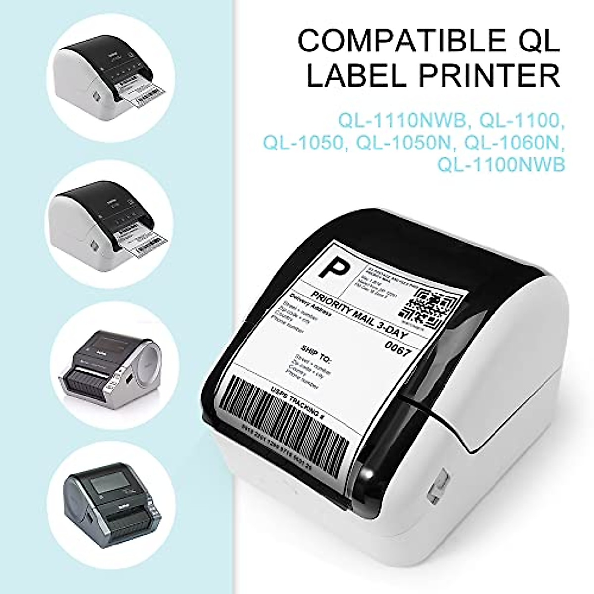 Replacement for Brother DK-1241 Die-Cut 4" x 6" Shipping Labels, 102mm x 152mm Address Paper Labels, for Brother QL Label Printer QL-1110NWB QL-1100, 200 Labels/Roll (4 Rolls+1 Detachable Frame)