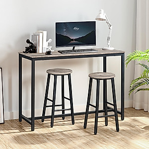 HOOBRO Bar Stools Set of 2, Counter Height Bar Stools, 25.8" Bar Stools for Kitchen Island, Industrial Kitchen Bar Chairs, for Dining Room, Kitchen, Bar, Greige and Black BG07BY01G1