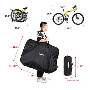 HUNTVP Bike Travel Bag 26 inch Folding Bike Bag Case Box Thick Bicycle Folding Carry Bag Pouch,Bike Transport Case for Air Travel