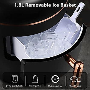 KUMIO Ice Maker Countertop, Retro Design Bullet Clear Ice 10pcs in 8Mins, 33Lbs/Day, 2.5Qt Water Reservoir & 2 Ice Size (S/L), Self-Cleaning Portable Ice Machine with Ice Basket and Scoops