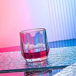 Gold Rim Stemless Wine Glasses , 6 Pack 10 oz Hand Blown Crystal Diamond Wine Glasses with 2 Wine Bottle Stoppers, Eventpartener Drinking Glasses, Elegant Glass Tumbler for Wine, Cocktail, Juice