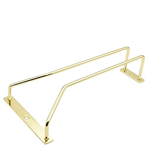 zoohot 22.5cm Wine Glass Rack - Under Cabinet Stemware Wine Glass Holder Glasses Storage Hanger Metal Organizer for Bar Kitchen, Gold Finish (1 Rows, 1 Pack)