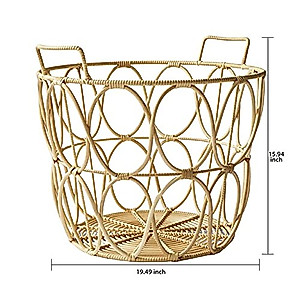 Better Homes & Gardens Large Natural Poly Rattan Open Weave Round Basket, Beige