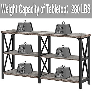 LVB Farmhouse Sofa Table, Rustic Console Table for Living Room, Entryway Table with Storage, Hallway Entry Table for Foyer, Light Grey Oak, 47 Inch