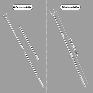 Clothesline Pole 51 Inch Telescoping Pole with Hook Stainless Steel Long Reach Closet Pole with Hook ＆ Non-slip Handle for Ceiling, Shelf Clothes Line Pole Clothing Hanger Telescopic Rod