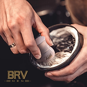 BRV MEN Pure Badger Shaving Brush LARGE (24mm knots) - Heavy Resin Handle - Use with Double-Edge Safety Razor, Straight Razor and Shaving Bowl - White