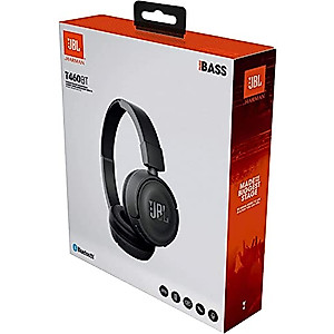 JBL T460BT - On-Ear Wireless Bluetooth Headphones, Extra Bass with 11 Hours Playtime & Mic - Includes Velvet Pouch Carrying Bag - (Black)