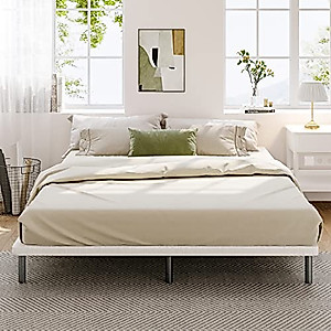 ZIYOO California King Bed Frame, 9 Legs Heavy Duty Bed Base for Box Spring and Mattress, 7 Inch Low to Ground, Non-Slip, Noise-Free, Easy Assembly, Black